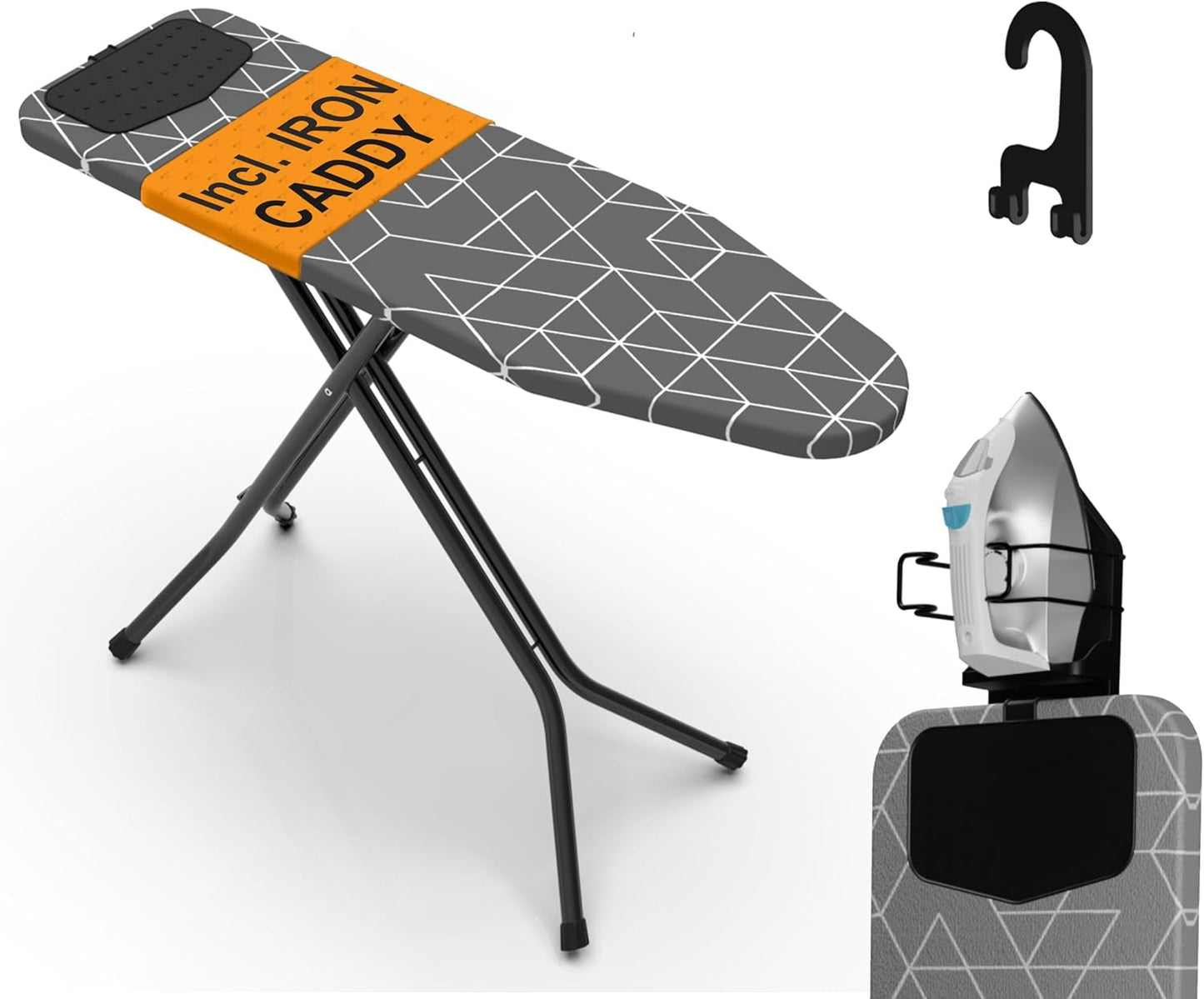 Full Metal Ironing Board 48" X 13" with Silicon Iron Rest | With Iron